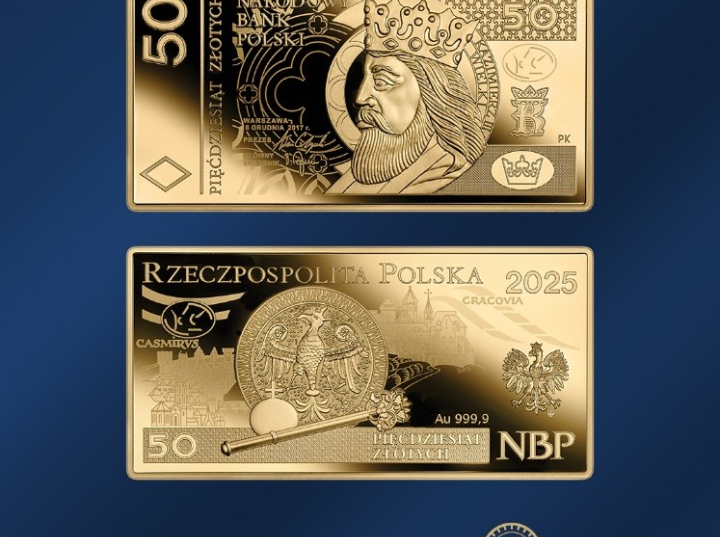 Nowa złota moneta kolekcjonerska NBP: „Banknot o nominale 50 zł ...